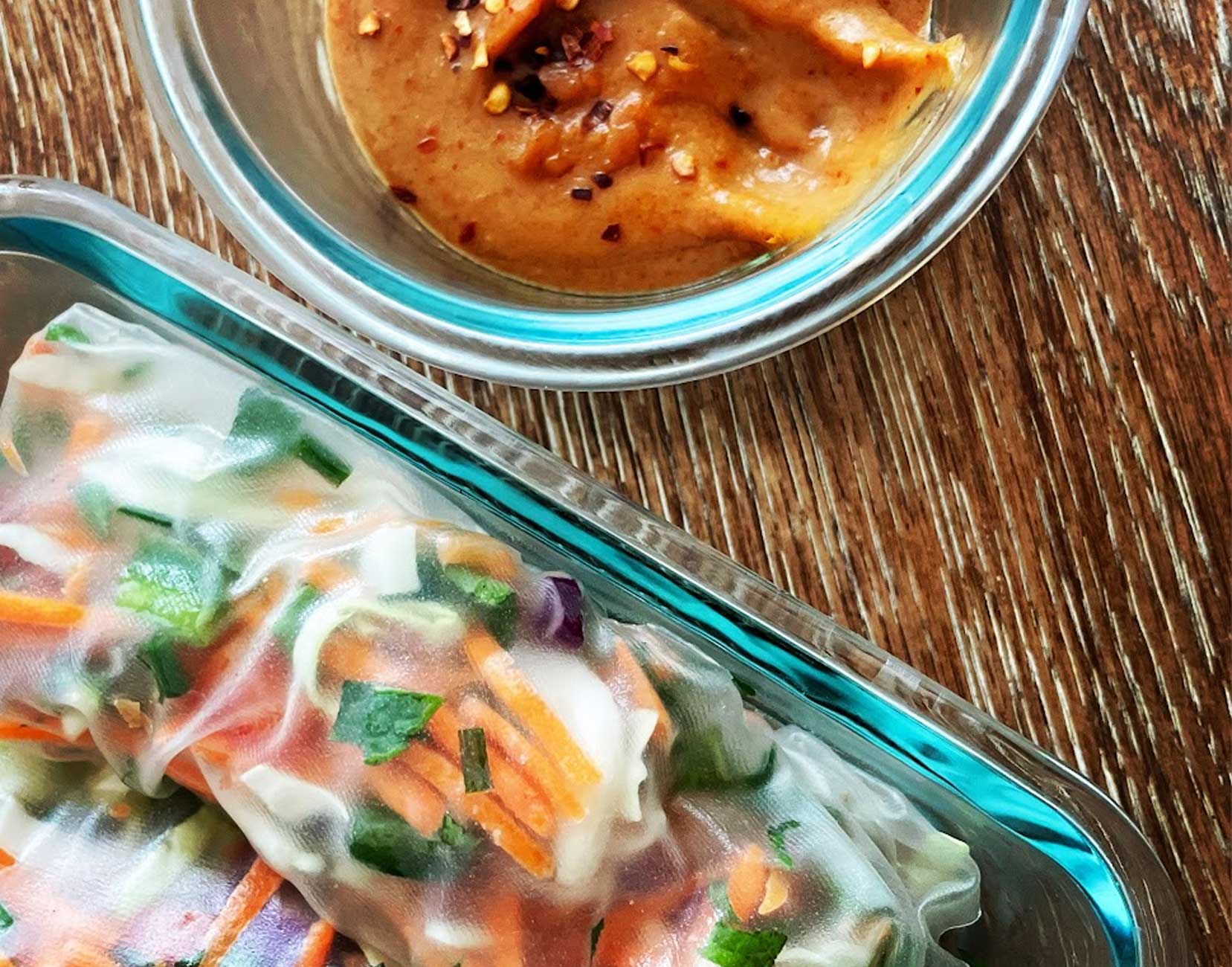 Fresh Spring Rolls With Spicy Peanut Sauce - Elyssa McGregor